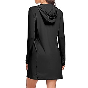 DAYOUNG Women's UPF 50+ UV Sun Protection Long Jacket Full Zip Hoodies Lightweight Hiking Long Sleeve Shirts Outdoor Performance with Pockets Y81-Black-L