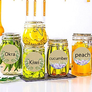 Dissolvable Canning Labels for Mason Jars 1.5 Inch Kraft Floral Dissolvable Food Labels for Containers Jam Homemade Canning Jar Labels Sticker for Spice,Food Containers,Pantry Kitchen Storage 200 Pcs