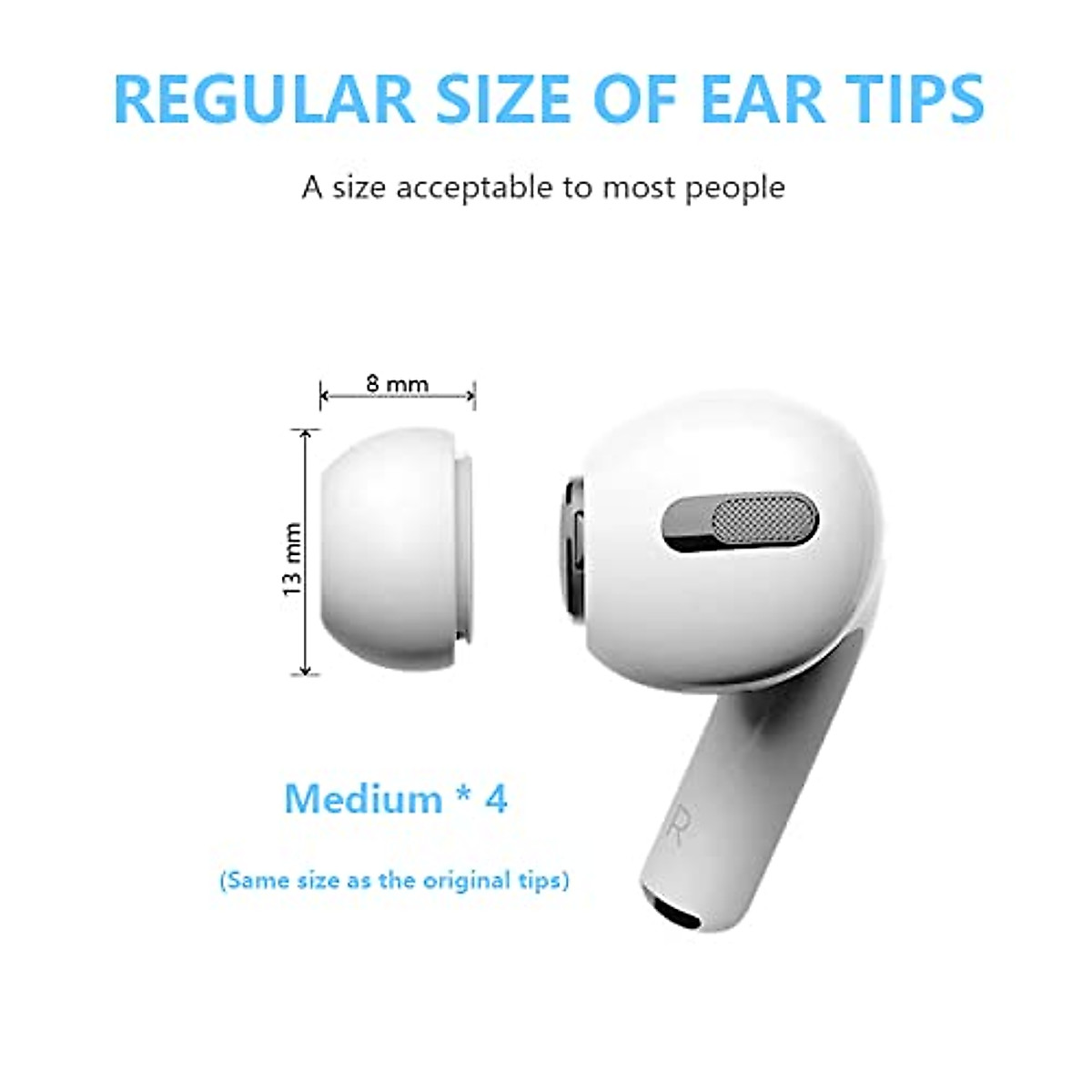 Ear Tips Compatible with AirPods Pro Tip,YINVA 4 PCS Replacement Silicone Tips Updated(M)