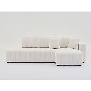 ERYE Oversized 2-Piece Right Facing Sectional Sofa Couch for Living Room, 104-Inch L-Shaped Wool Upholstered Channel Tufted Convertible Sofa&Couch with Left Chaise Daybed and Pillows