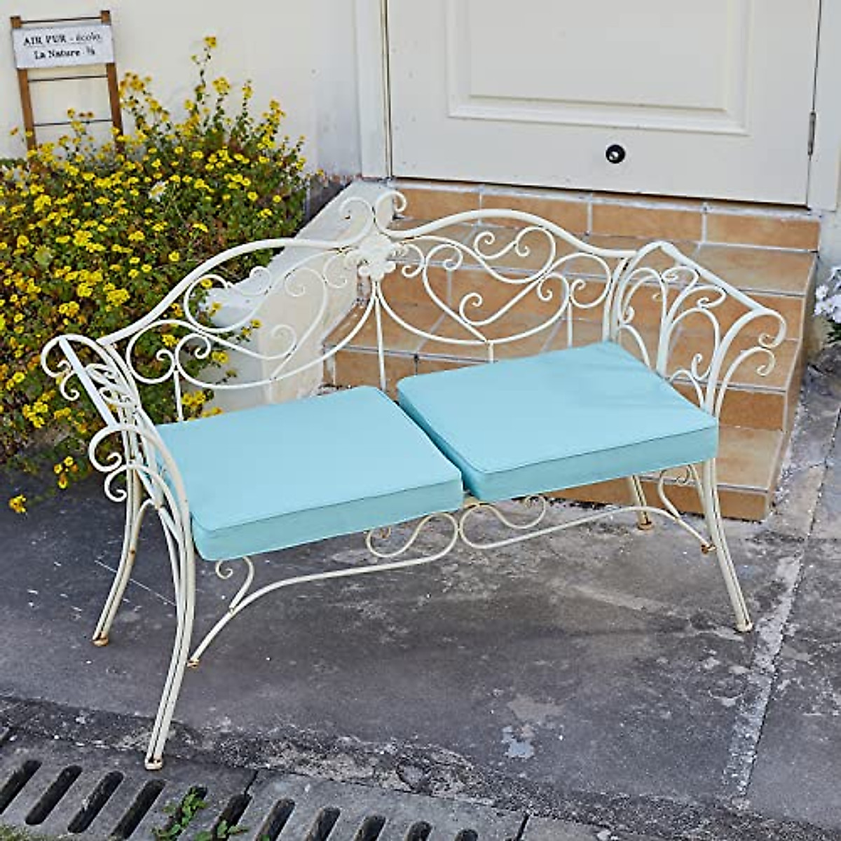 JMGBird Outdoor Chair Cushions 19 x 19 Inch, Set of 2 Outdoor Seat Cushions for Patio Furniture, Water Resistant Square Corner Seat Cushions for Garden Sofa Couch Chair Pads with Adjustable Straps