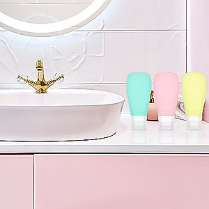 Silicone Travel Bottles for Toiletries TSA Approved Travel Size Containers Set 3 Pack Portable Leak Proof Refillable Cosmetic Squeeze Bottles Shampoo Hair Conditioner Body Lotion Bath Shower Gel