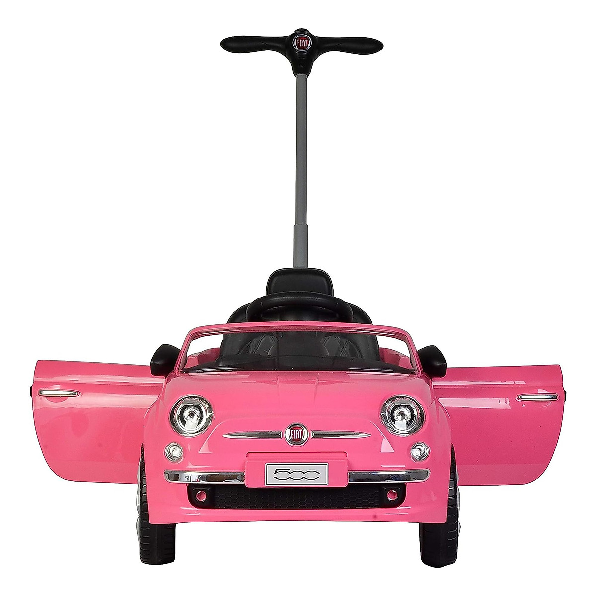 Best Ride On Cars 2-in-1 Fiat 500 Baby Toddler Toy Push Vehicle Car Stroller with 40 Pound Capacity and Lights for Children Ages 1 to 3 Years, Pink