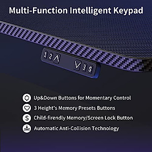 FEZIBO 63" Triple Motor L Shaped Standing Desk with LED Strip & Power Outlets, Height Adjustable Stand up Corner Gaming Desk with Ergonomic Monitor Stand, Black Carbon Fiber Top/Black Frame