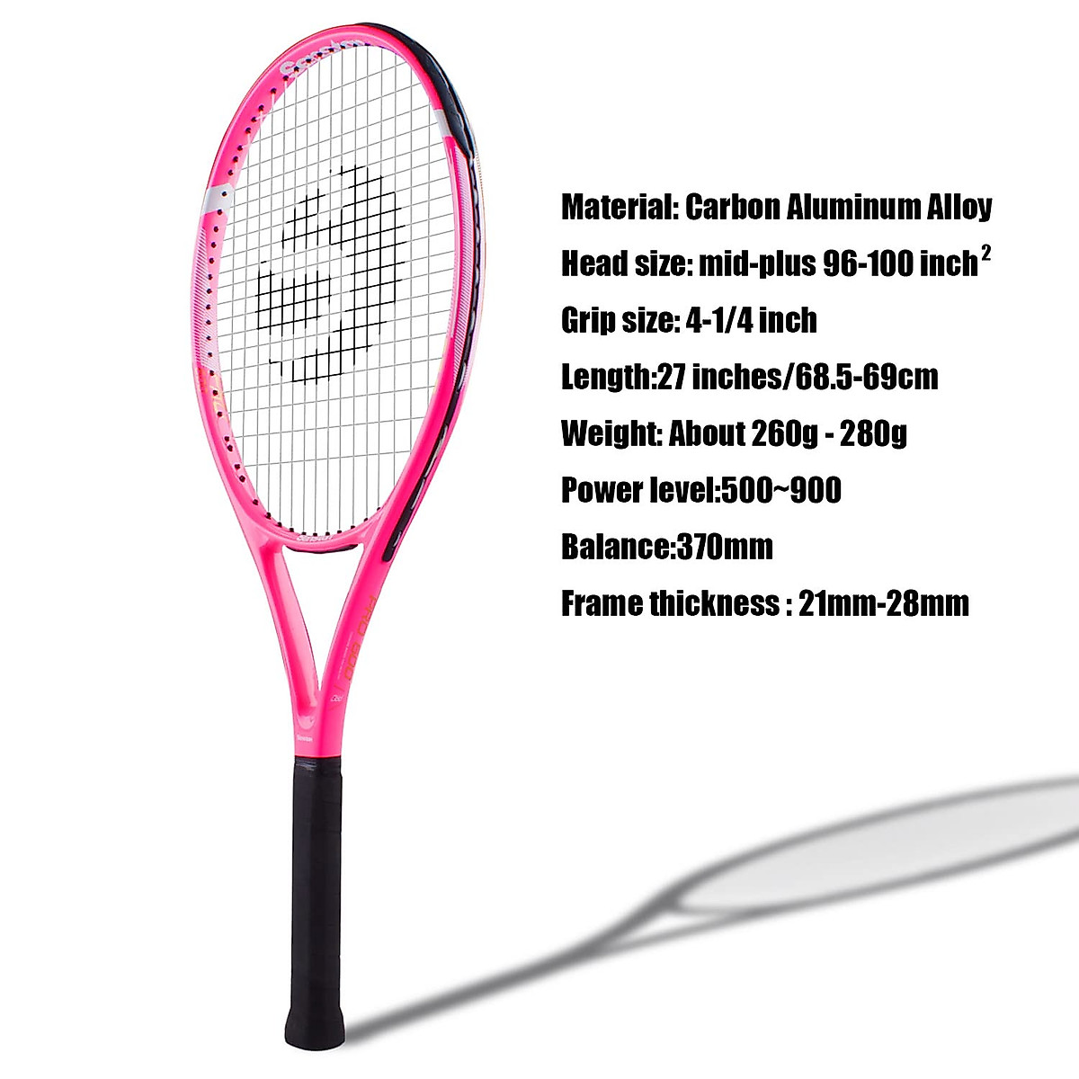 Senston Tennis Racket for Adults Tennis Racket Professional 27 inch Tennis Racquet for Girls Women Pink