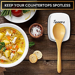 Xarkany® 5.8 x 4.5 Inch Large Kitchen Spoon Rest For Stove Top - Ceramic Spoon Rest for Kitchen Counter - Heat Resistant Cooking Utensil Rest - Kitchen Spoon Holder for Stove Top