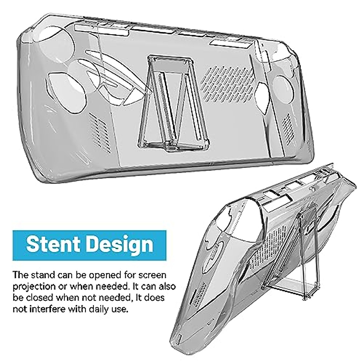 LUPAPA Clear Protective Case for Rog Ally with Kickstand, Transparent PC Crystal Protective case,Accessories for Rog Ally