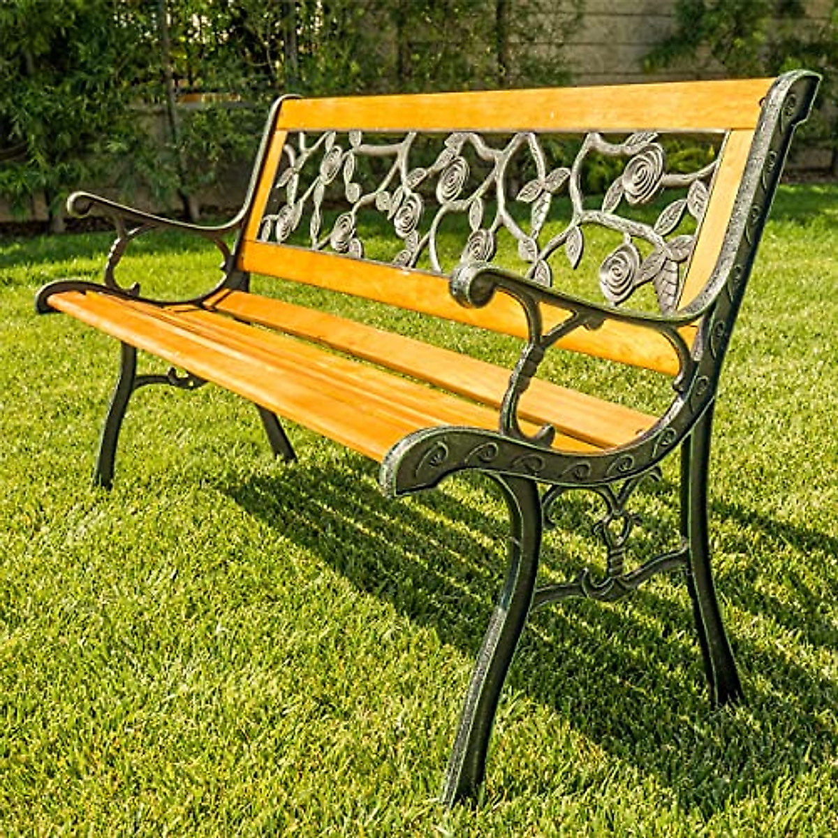 TYNB TYNB Garden Bench,Park Benches for Outside,Patio Porch Chair,Hardwood Patio Furniture Bench Deck Work Entryway Yard Lawn,Bronze & Natural, GB-W512, 49.5x 20.5 x 29 inch
