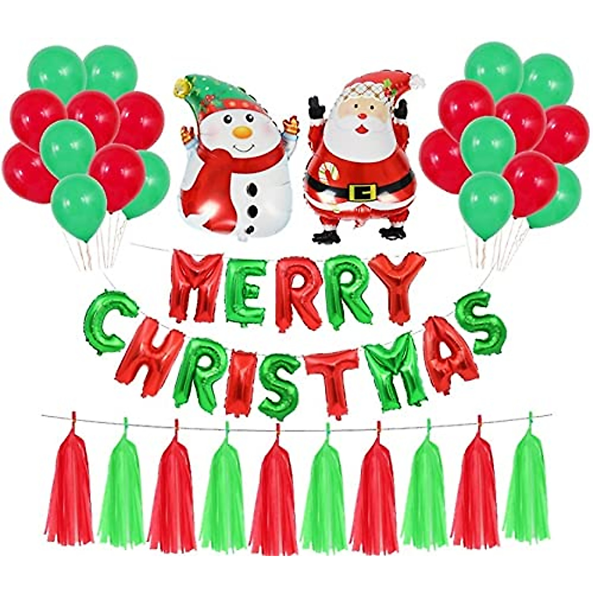 Christmas decoration balloons, balloon sets and happy banners, Christmas tree, Santa Claus, snowman, bells and latex balloons for Christmas decoration, parties and New Year gifts