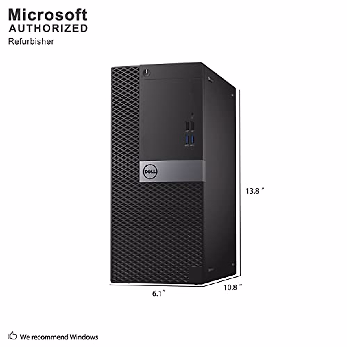 Dell OptiPlex 5040-T, Core i7-6700 3.4GHz, 16GB RAM, 480GB Solid State Drive, DVDRW, Windows 10 Pro 64bit, (Renewed)