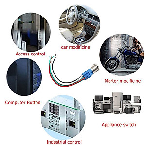 Sydien 1Pc 110V-220V 3A Latching/Self-Locking Push Button Switch with Wire Connector Socket Plug for 16mm /0.63" Mounting Hole