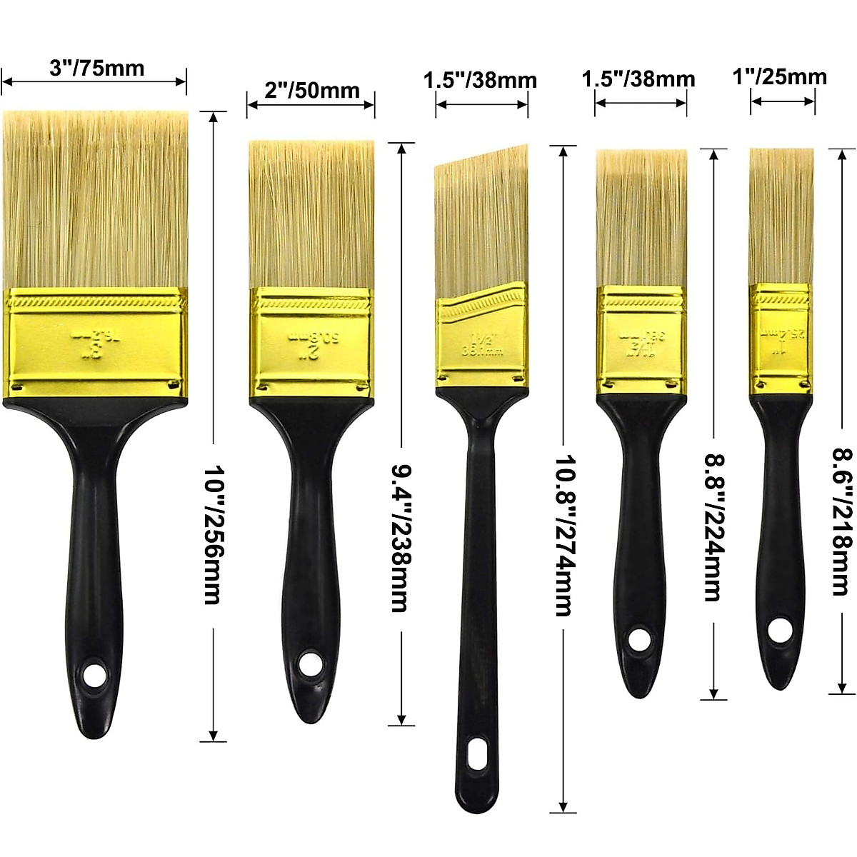 Great Andrew Paint Brushes, 30 PCS Great Value Multi use(3" 2" 1.5" 1" Flat &1.5" Angled) Paint Brush Pack, Paint Brushes Set for Home Furniture Fences and Wall Trim