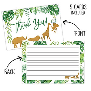 50 Jungle Baby Shower Thank You Cards, Boy Baby, Mama Baby Shower Favor and Games, 50 Thank You Cards and Envelopes