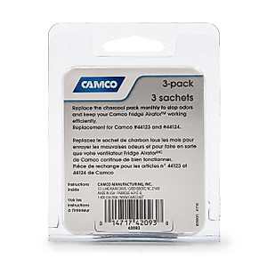Camco Fridge Airator Replacement Charcoal Packs | Designed to Keep Food Fresher Longer | Help Eliminate Odors | (42093)