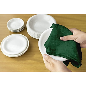 DecorRack 16 Pack Kitchen Dish Towels, 100% Cotton Wash Cloth, Luxurious Soft, 12x12 inch Ultra Absorbent, Machine Washable Washcloths, Green (16 Pack)