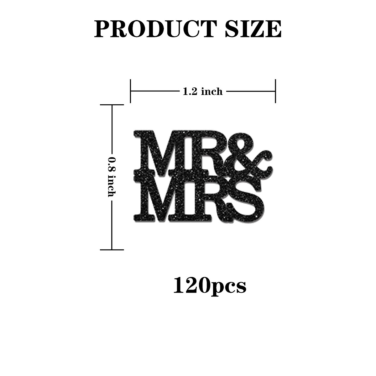 Mr & Mrs Confetti Black Glitter, Wedding Table Confetti, Engagement Bride to Be Paper Scatter,Bridal Shower Party Table Decorations Confetti, 120pcs