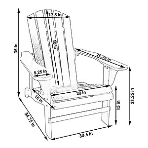 Sunnydaze Coastal Bliss Outdoor Painted Adirondack Chair - Natural Fir Wood Construction - Patio, Deck, Fire Pit, Garden, Porch and Lawn Seating - Red