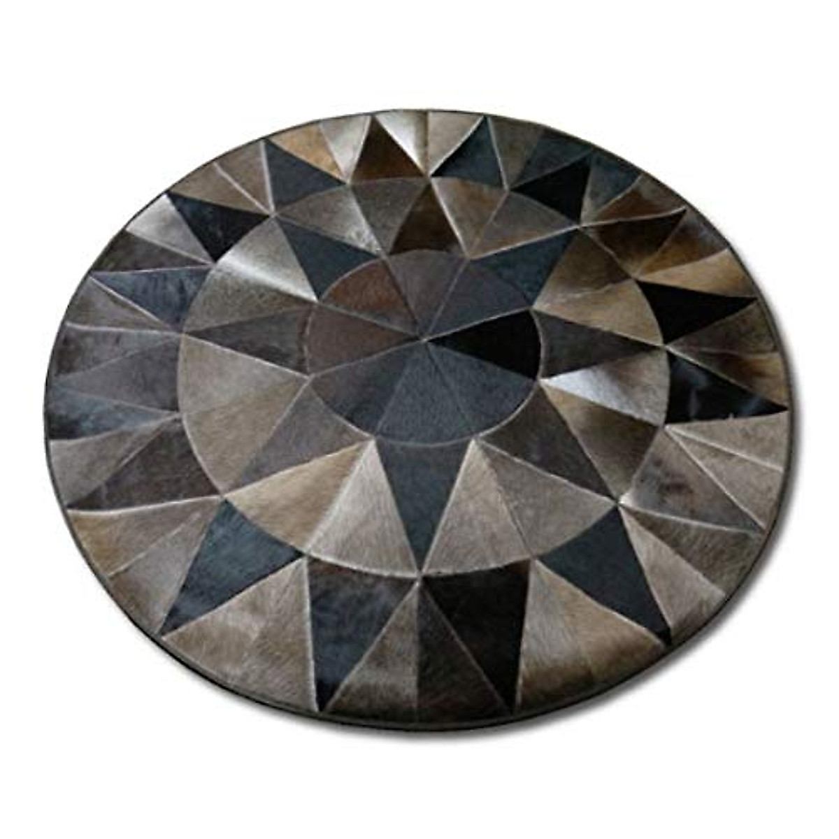 cowhide Modern Round Rug Circle Natural Area Patchwork Rug 4ft x 4ft Round Rug Circular Floor Mat