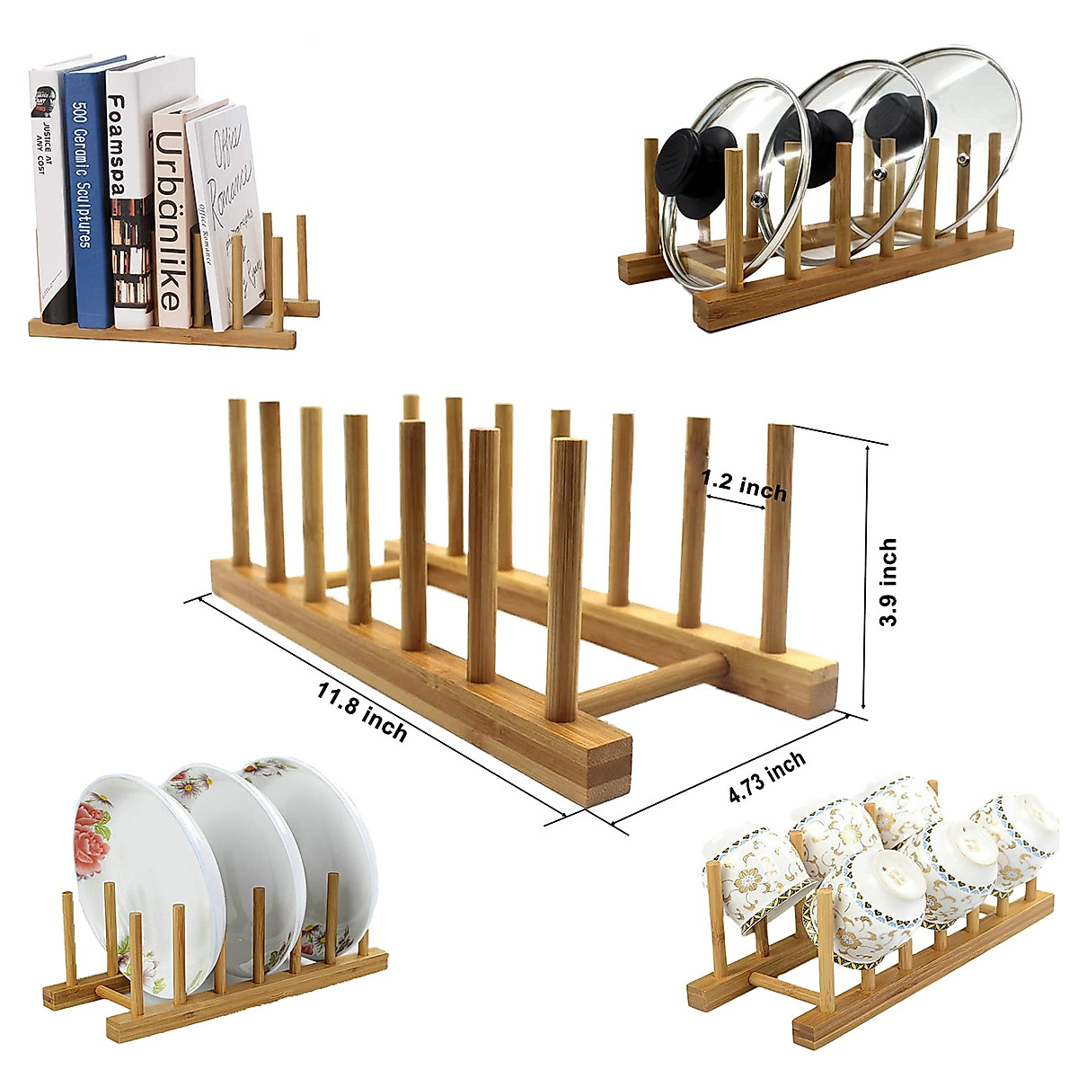 Bamboo Dish Brush&Water Bottle Drying Rack, 9-in-1 Kitchen Cleaning Set |Dish Brush&Bottle Brush with Long Handle |Mini Palm Brush with Soap Dispenser|Dish Drying Tray| Dish Drying Rack Kit