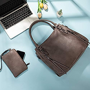 Realer Handbags for Women Hobo Bags Large Crossbody Shoulder Bag Vegan Faux Leather, with Holster/Wallet