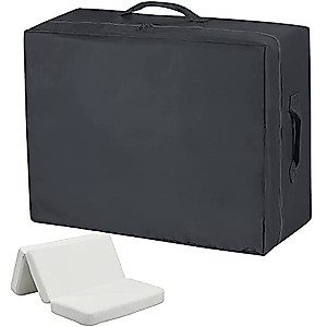 Tri-Fold Mattress Carry Case Bag Skyour Waterproof Foldable Memory Foam Narrow Twin Mattress Cases Cover Sturdy Carrying Storage Bags for 4-6in Queen Tri-Fold Guest Bed Mattress 40x18x28in