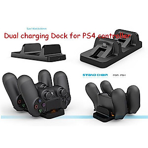 PS4 Controller Charger, Megadream Dual USB Charging Docking Station Stand for Sony Playstation 4 PS4, PS4 Slim, PS4 Pro Dualshock 4 Controller – Black