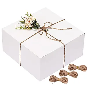 Moretoes White Gift Boxes 20pcs 8x8x4 Inches Paper Gift Box with Lids for Wedding Present Bridesmaid Proposal Gift Graduation Holiday Birthday Party Favor Engagements and Christmas Day
