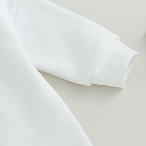 Twopumpkin Newborn Baby Boy Warm Sweatshirt Onesie Romper Long Sleeve Fleece Sweater Jumpsuit Winter Snow Outfit Clothes (Warm Fleece Little Dude White, 12-18 Months)