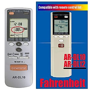 YING RAY Replacement for Fujitsu Air Conditioner Remote Control for Model AR-DL10 AR-DL12 ASU18C1 ASU18R1 ASU24C1 ASU24R1 ASU30C1 ASU18T ABU22 ABU30 ABU36 (Display in Fahrenheit Only)