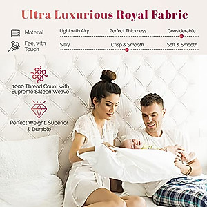 Ashton Sheets 100% Egyptian Cotton Sheets Queen Size - 1000 Thread Count 4 PC Queen Sheet Set Egyptian Cotton, Sateen Luxury Sheets Queen Size, High Thread Count Sheets, 16" Deep Pocket - Harvest Gold