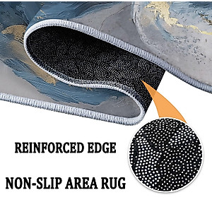 Washable Round Rugs 2' x 2' Round Area Rug, Abstract Painting Fluid Art Non Slip Circle Rugs Low-Pile Floor Carpet, Abstract Twirl Printed Doormat Soft Area Rug for Living Room Dinning Room Bedroom