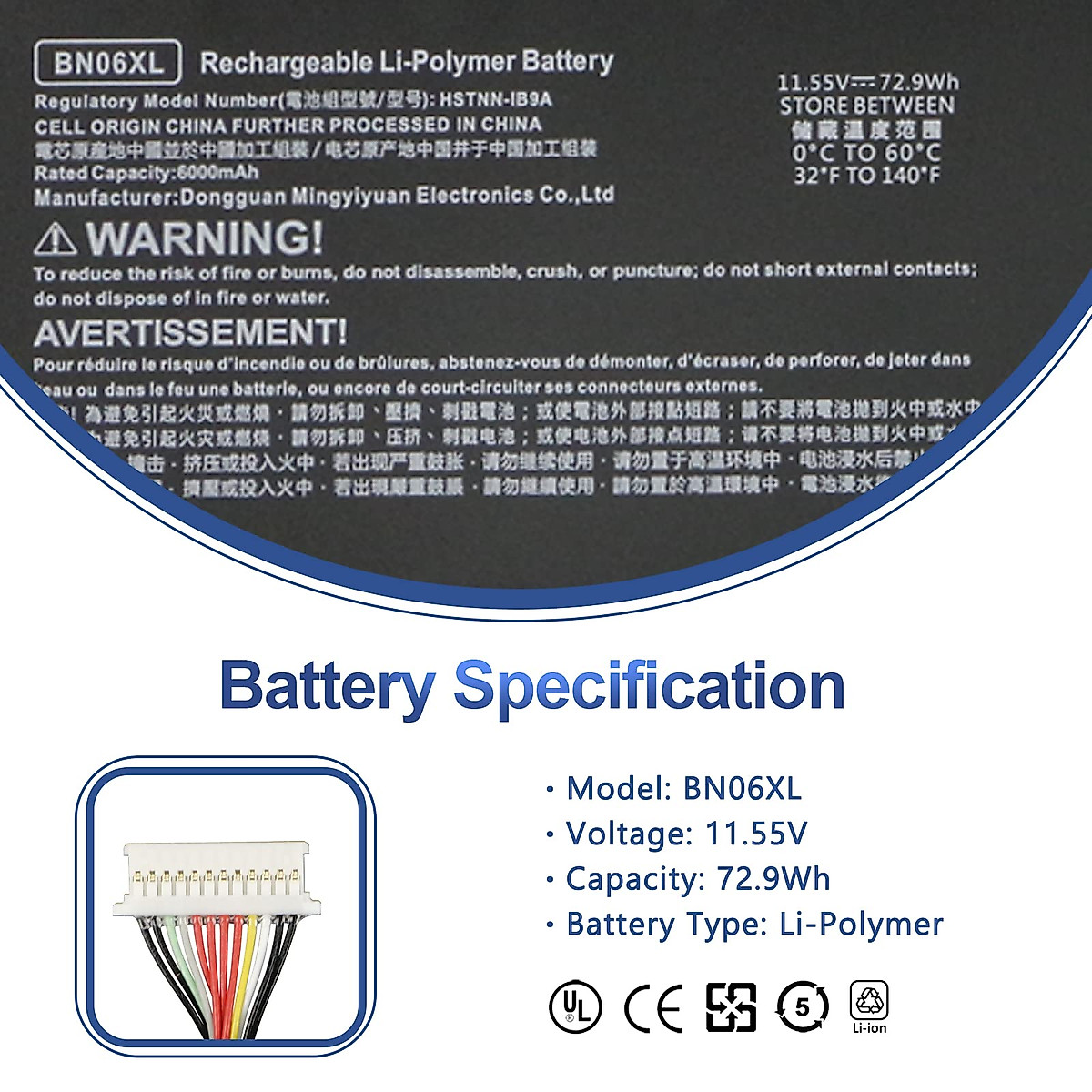 BN06XL L68299-005 Laptop Battery Replacement for HP Spectre X360 Convertible 15-EB000 15T-EB000 15T-EB100 15-EB0005UR 15-EB0035TX 15-EB0025TX 15-EB0053TX 15-EB0083NR BN06072XL L68235-1C1 72.9Wh