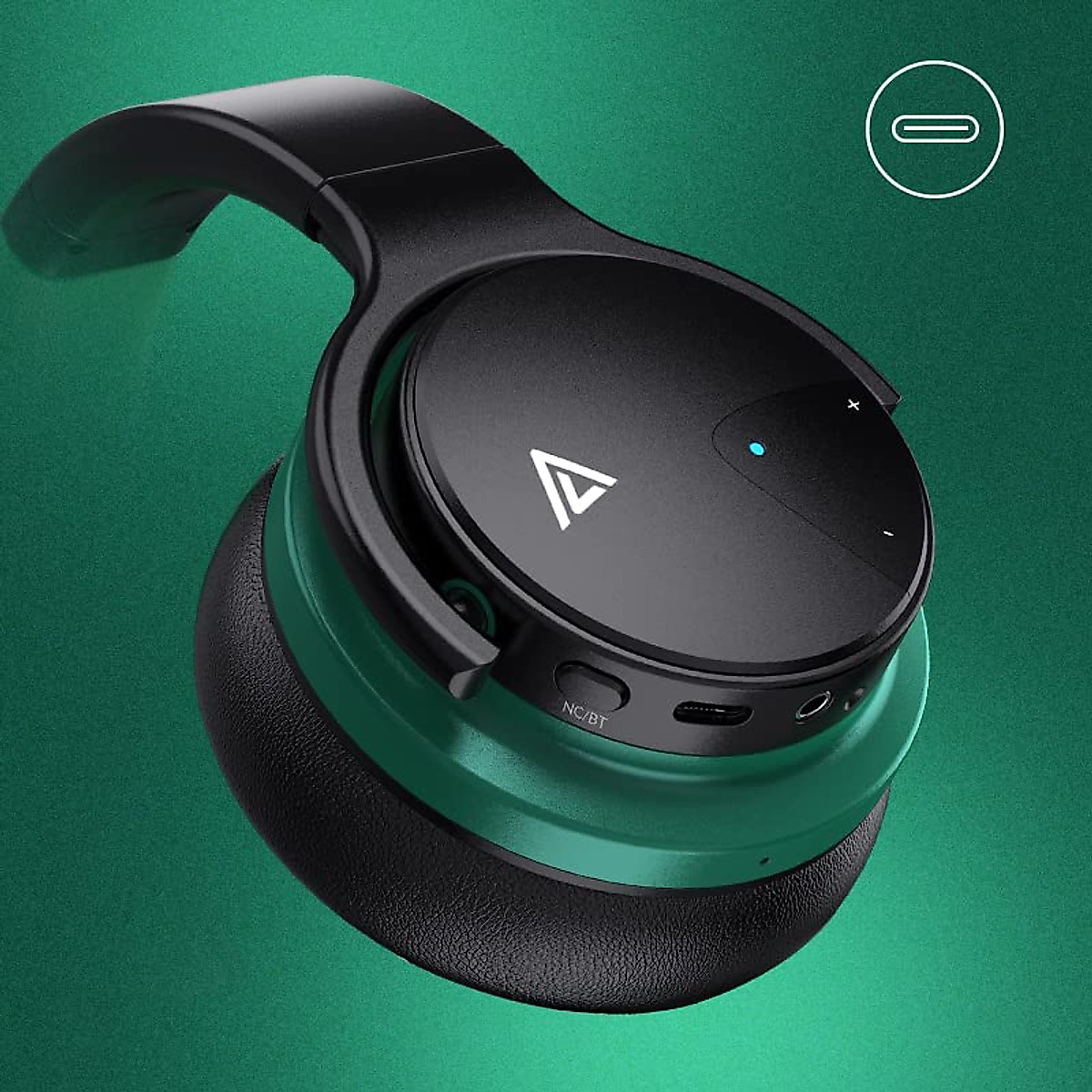 E7 BasicB Active Noise Cancelling Bluetooth Wireless Over Ear Headphones with Mircophone, 30H Playtime,Deep Bass, Comfortable Protein Earpads, for Travel, Home, Office (Green)