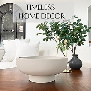 OAKOA Concrete Fruit Bowl for Kitchen Counter - Large Decorative Bowl for Home Decor - Modern Pedestal Bowl - Key Bowl for Entry Table - Footed Bowl - Entryway Bowl for Keys