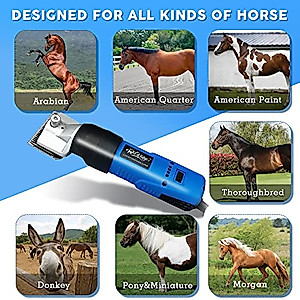 Wild Edge Horse Clipper, Heavy-Duty Light-Weight Professional Equine Horse Clipper and Grooming Kit for Donkey, Pony, Cattle