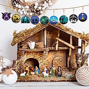 Estune 28 Pcs Christmas Nativity Scene Diamond Painting Keychain for Adult Christmas 5D DIY Diamond Painting Art Keychain Decor Keychain Making Kit Diamond Key Diamond Ornaments Craft Accessories