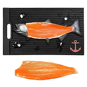 HHQ Fish Fillet Mat Fish Cleaning & Cutting Board Grips Fish for Easy Filleting, 14"x24"