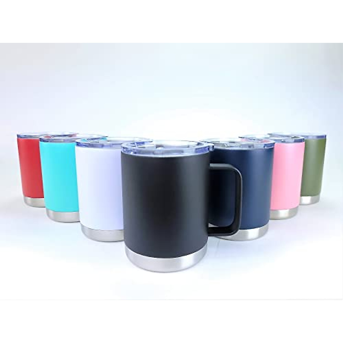 Personalized Insulated Coffee Mug with Lid - 12 oz -Customize with Name or Text - Custom Travel Cup