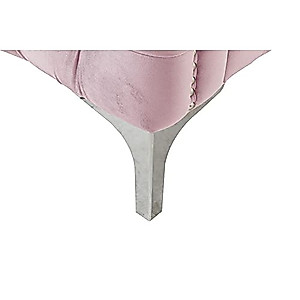 Lilola Home Bayberry Pink Velvet Sofa with 3 Pillows