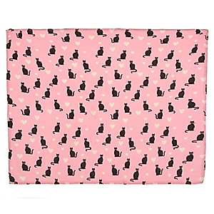 COSMOZ dryd Cat White Heart Pattern Pink Background Soft Lightweight Coral Fleece 230GSM Blanket Throw 50" x 60"