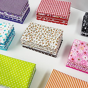 Misscrafts 56pcs Quilting Fabric 100% Cotton Craft Fabric Bundle 10x10 Inches Squares Fat Quarters Multicolored for Patchwork DIY Sewing Scrapbooking