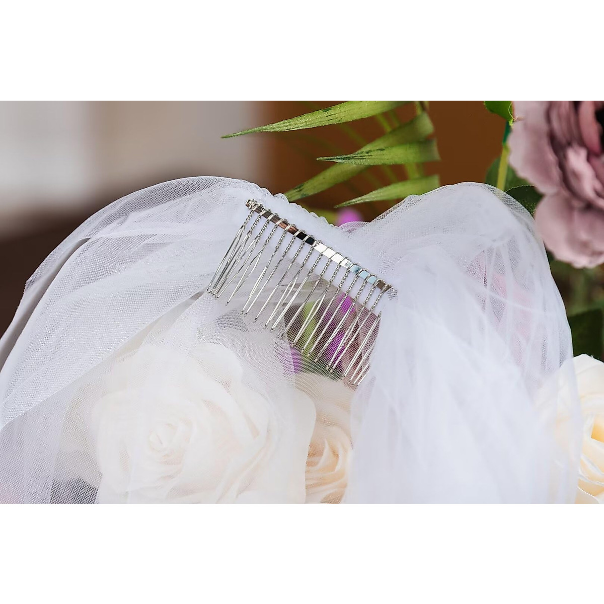 Lace Edge Cathedral Long Length Wedding Bridal Veil with Comb,White