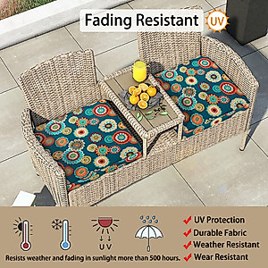 Magpie Fabrics Indoor Outdoor Cushion Cover Replacement 2 Pack, NO Insert! Water Repellent Slipcover with Ties Decor for Patio Garden Chair Sofa Bench Wicker(Heronsbill Turquoise Green, 20x18x4 Inch)