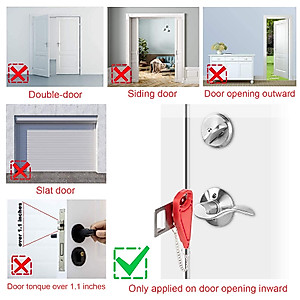 Portable Door Lock-2 Pack Solid Heavy Duty Extra Lock for Additional Privacy and Safety in Hotel,Apartment,and Prevent Unauthorized Entry in Traveling, AirBNB, Apartment and College