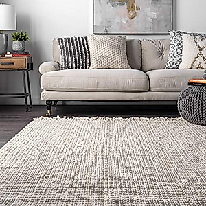 nuLOOM Daniela Farmhouse Chunky Jute Area Rug, 7' 6" x 10' 6", Off-white