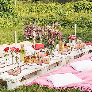 Winlyn 10 Pcs Assorted Artificial Gold Brushed Pink Pumpkins Rustic Decorative Pumpkins Foam Pumpkins for Farmhouse Fall Wedding Baby Shower Halloween Tabletop Centerpiece Mantel Decoration