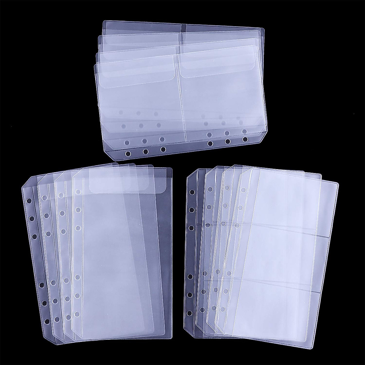 Antner A6 6-Holes Binder Pockets Notebook Refills Filler Money Organizer Cash Envelopes Bill Pouch Name Card Business Card Sleeves Pages, 12 Pieces