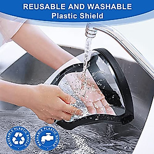 BFhongly Plastic Face Shield (2 Pack) Full Safety Face Protection Equipment with for Unisex and Adult, Reusable No Fogging Transparent Face Shield with Adjustable band, High-Definition Black