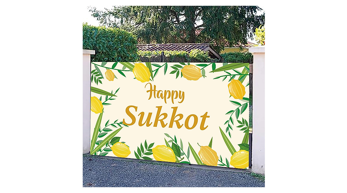 Happy Sukkot Backdrop Banner – Festive Jewish Holiday Decor