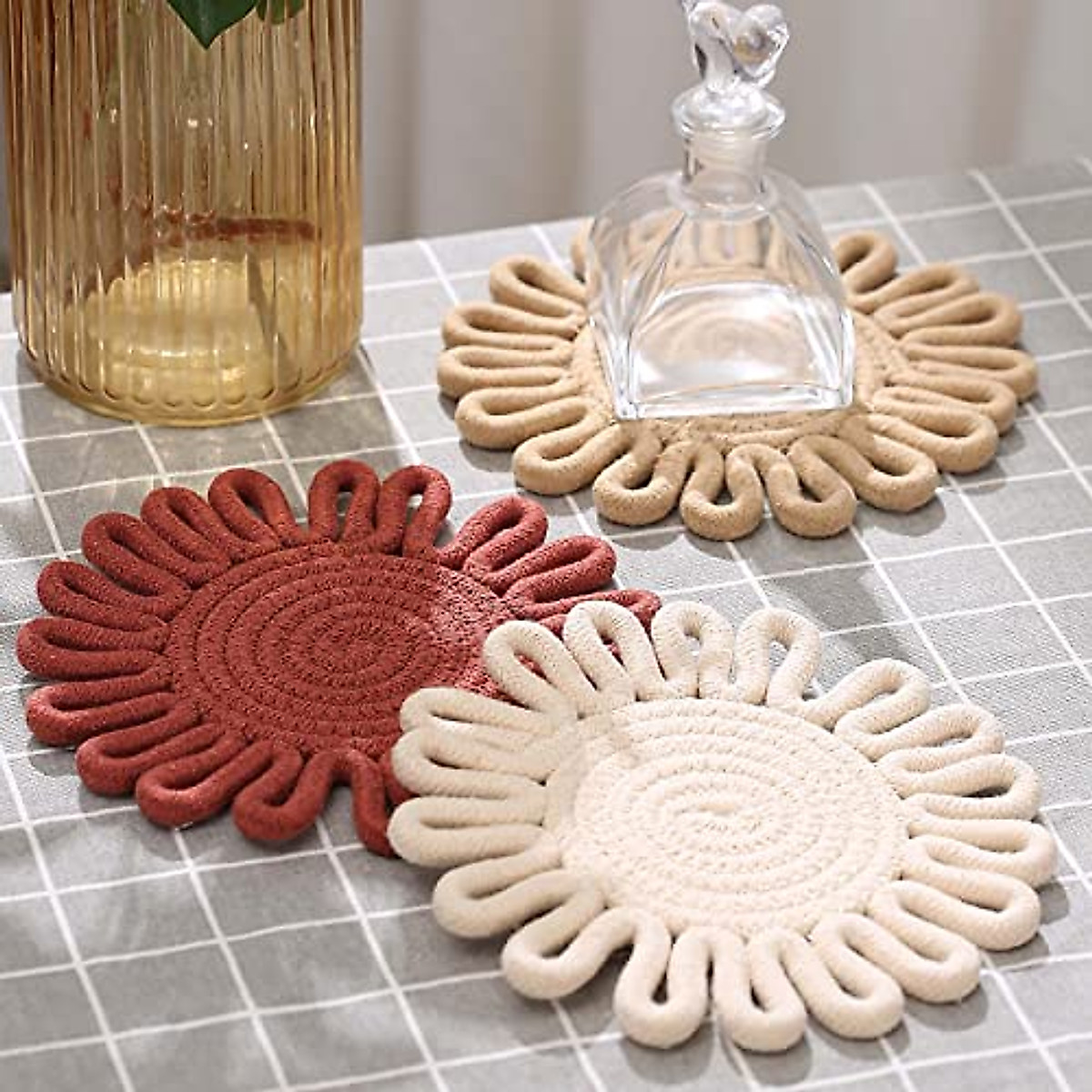 Trivets for Hot Dishes,Potholders for Kitchen,Hot Pads Hot Mats or Trivets for Hot Pots and Pans,Table Decorations,Set of 3, 100% Cotton,7.5"(Lace)
